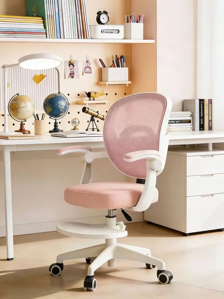 Детское компьютерное кресло, Light pink children's chair with large pedals