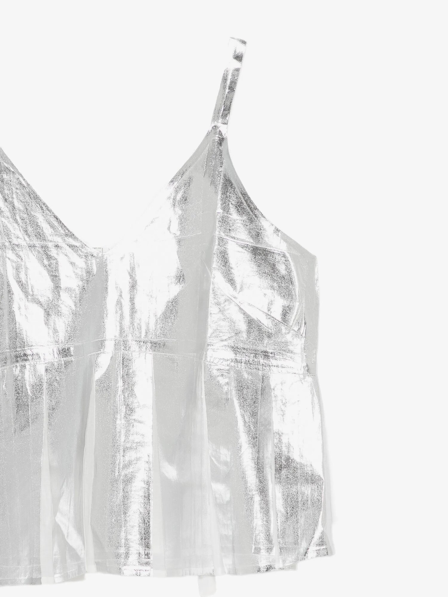 Топ Tela Metallic-effect pleated top, размер 40, Silver — фото 1