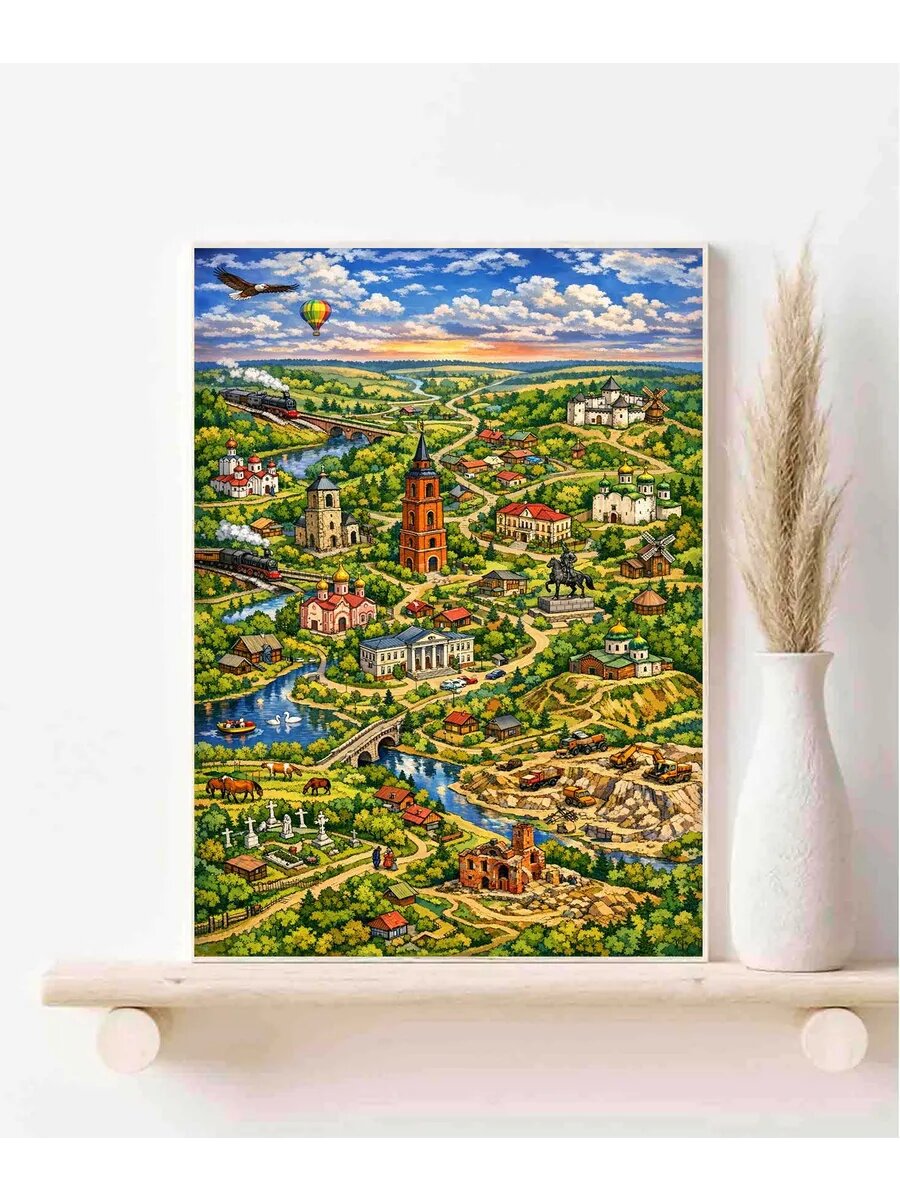 Венёв, Россия, Fantasy MapКарта, Плакат 30x42см