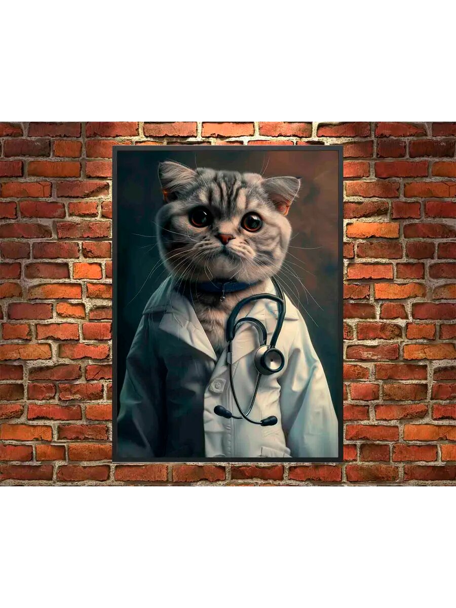 Шотландский вислоухий кот Доктор 4, Плакат 30x42см
