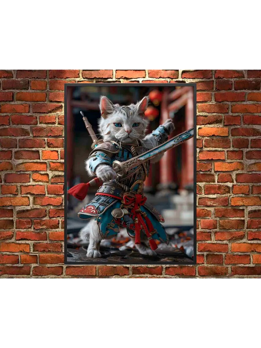 Тряпичная кукла-кот Гладиатор 3, Плакат 30x42см