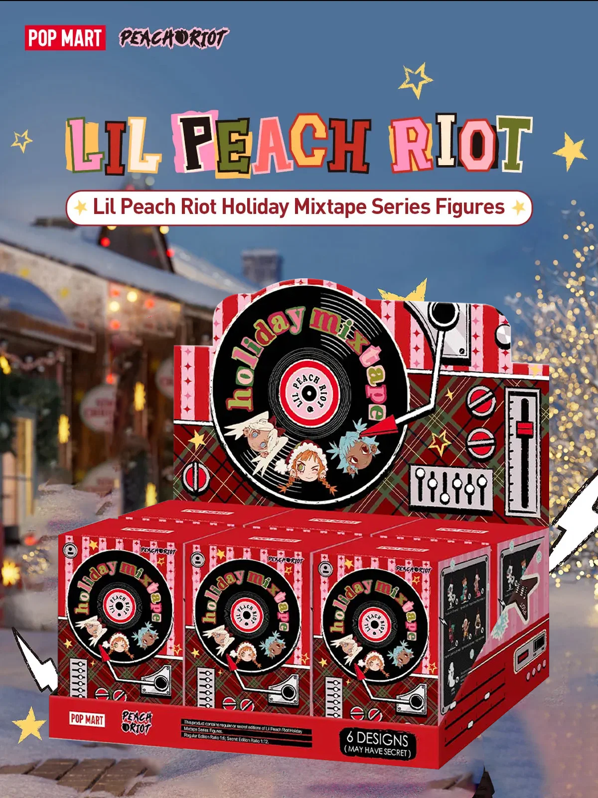 Коллекционная фигурка Слепая коробка POP MART Lil Peach Riot Holiday Mixtape Series Figures
