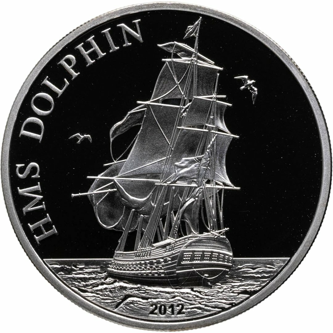 Токелау 5 долларов 2012 "Корабль HMS Dolphin", Серебро 925, в сохранности Proof