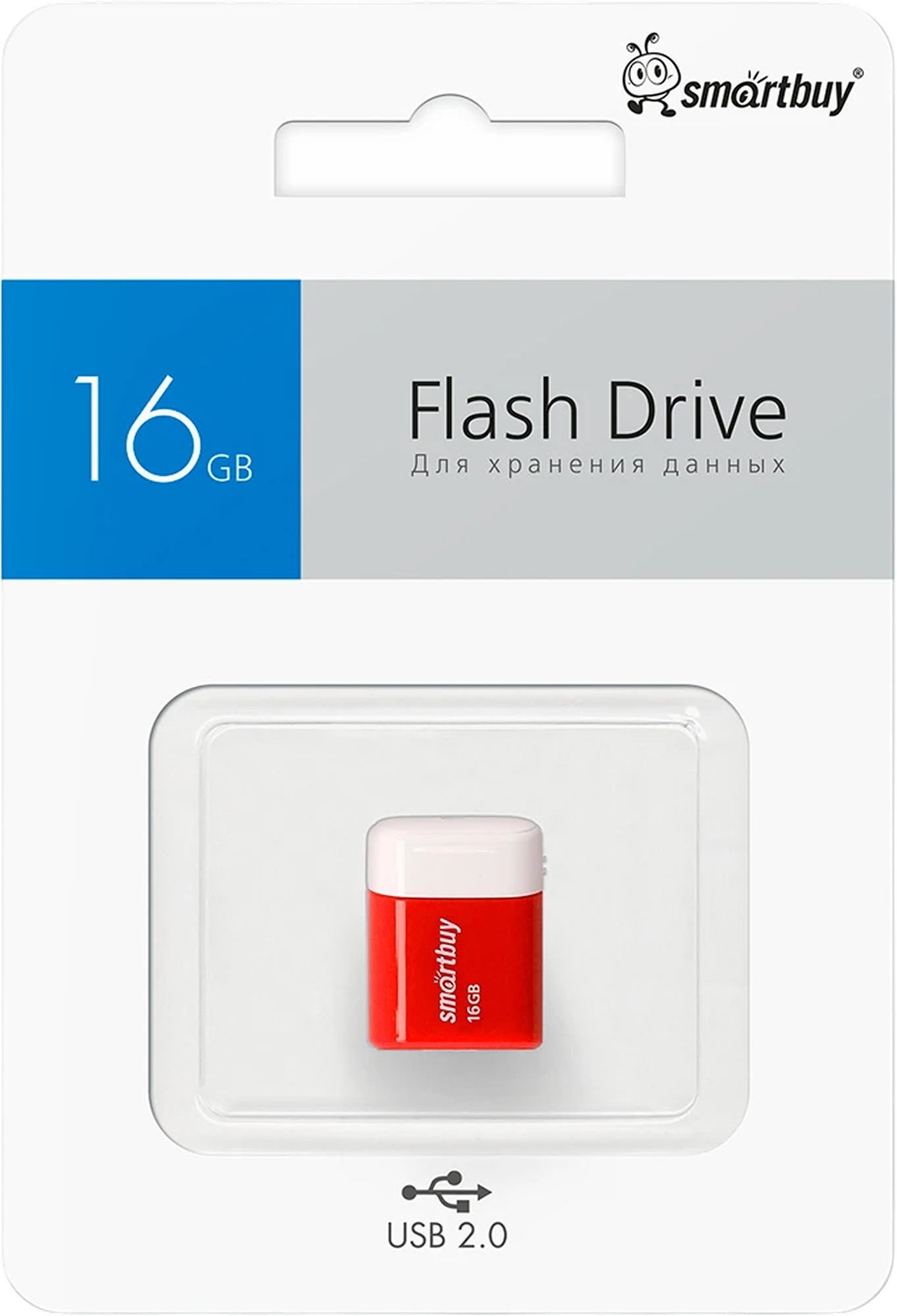 Память USB SMARTBUY (SB16GBLARA-R) 16GB LARA RED/красный, пластик.