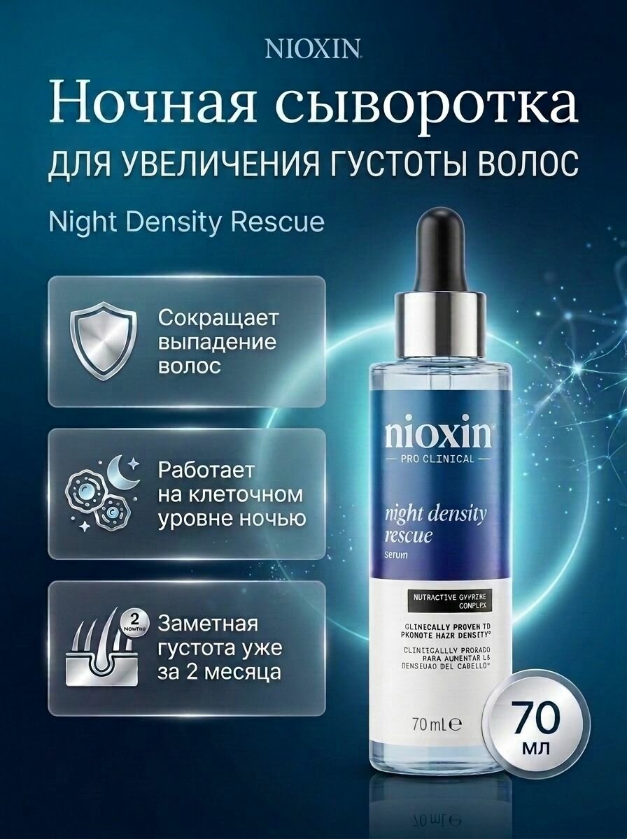 Nioxin Сыворотка ночная для увеличения густоты волос, 70 мл