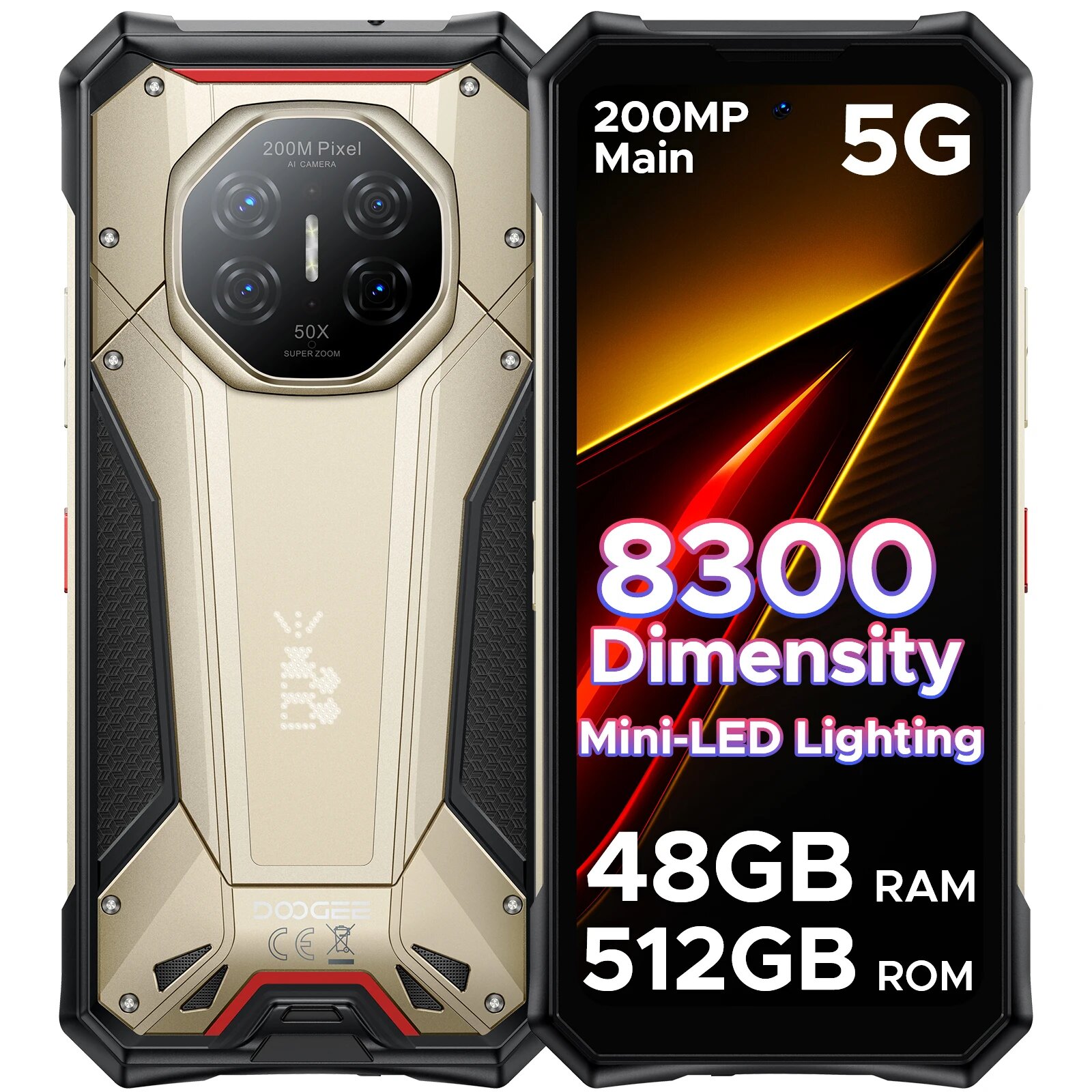 DOOGEE S300 Pro 5G защищенный телефон, 6,78-дюймовый экран, 11000 мАч, 48 (16+32) ГБ 512 ГБ, Android 16