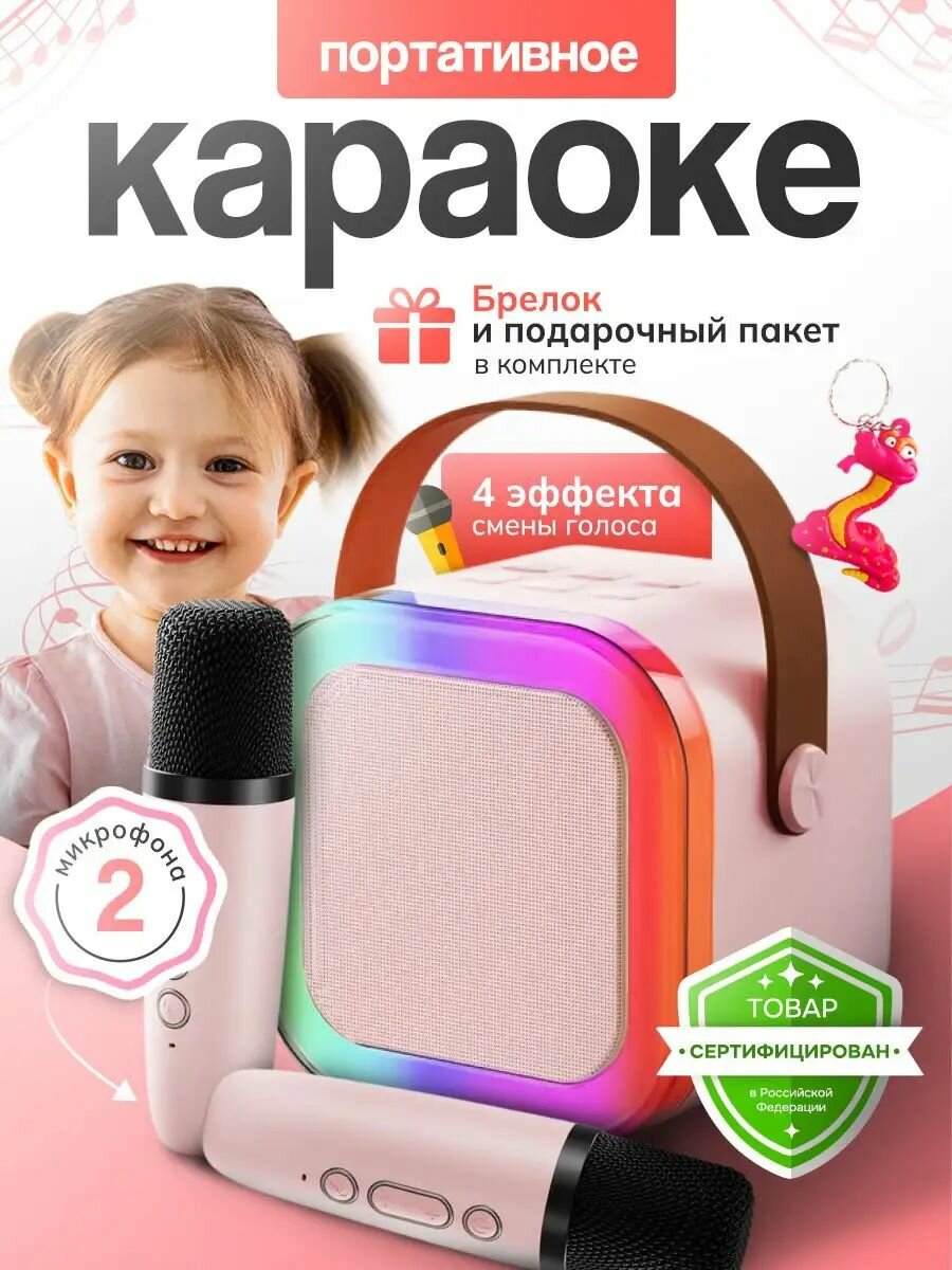 Колонка караоке с микрофонами подарок