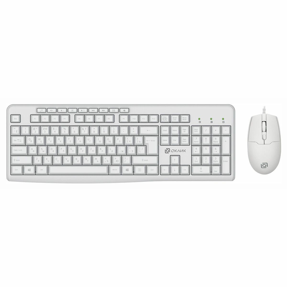 Комплект проводной клавиатура + мышь Oklick S650, USB, Белый 1875257