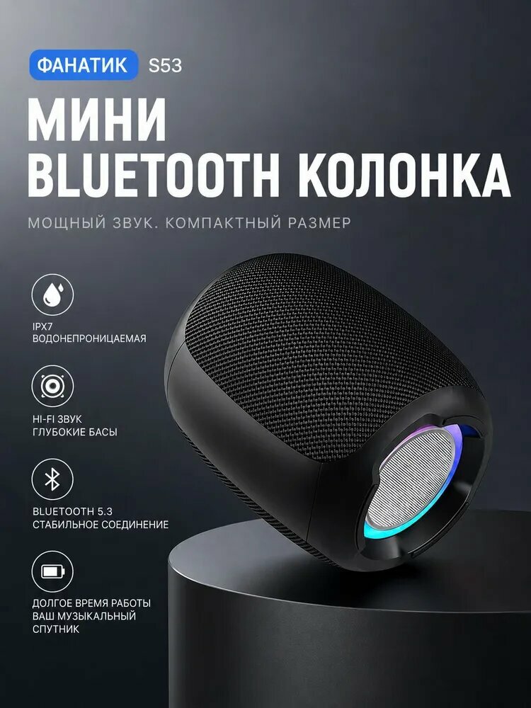 Zealot S53 Black Mini Bluetooth Speaker Портативная беспроводная колонка Водонепроницаемая
