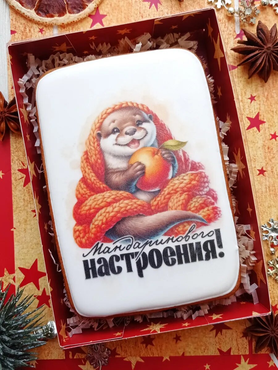 Пряники имбирные Вкусный подарок на Новый год в коробочке