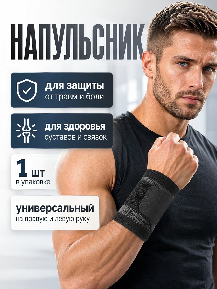 Напульсник на запястье для мужчин и женщин. Бандаж на лучезапястный сустав руки. Универсальный размер фиксатор запястья поддержка лучезапястного сустава