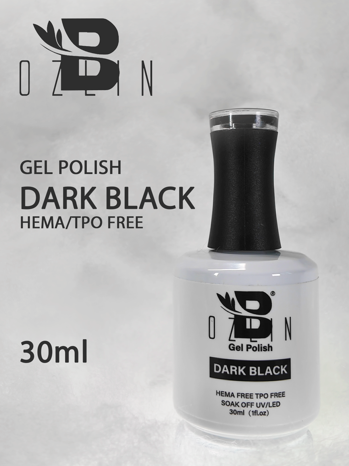 Гель-лак для ногтей BOZLIN Dark Black черный высокопигментированный, 30 мл