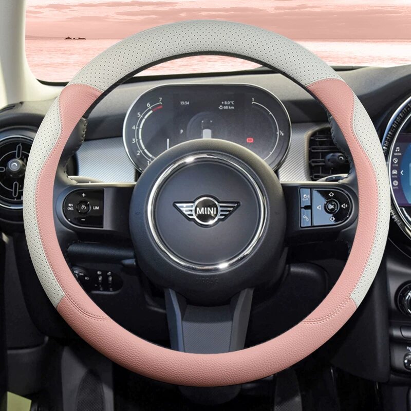 Накладка на руль для BMW Cooper Mini 530 3 из бело-розового искусственного кожаного материала, современный салон