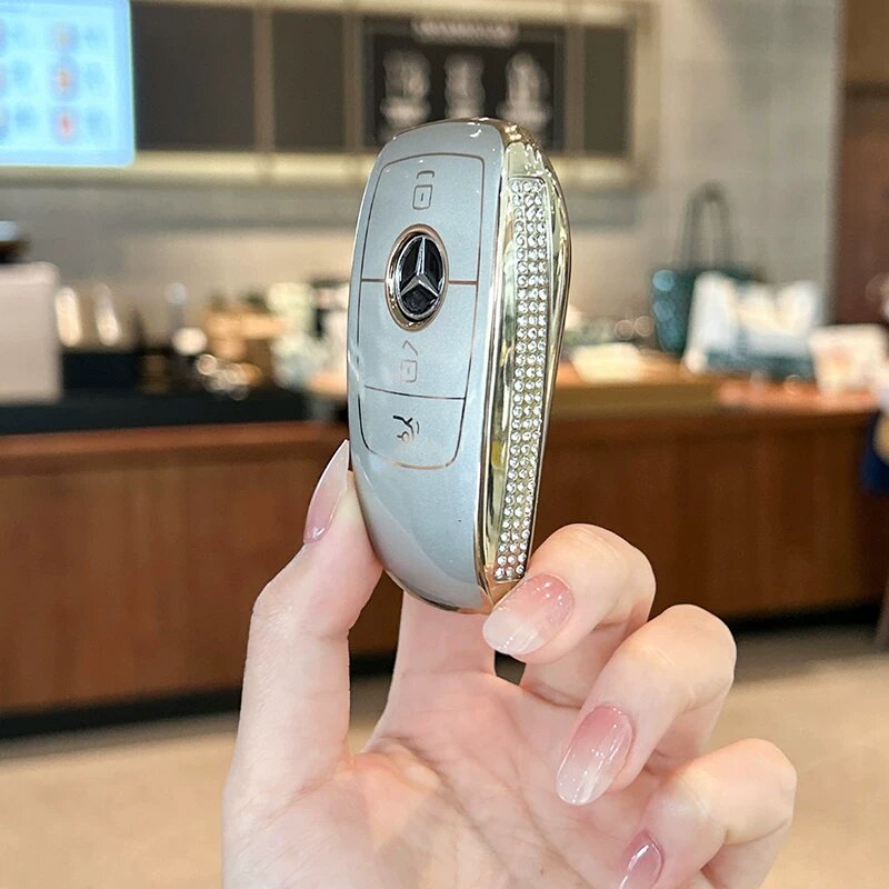 Чехол для ключей Mercedes C260L в звездно-сером оттенке одиночный чехол для моделей E300L, A200L, GLB220, GLC, GLA