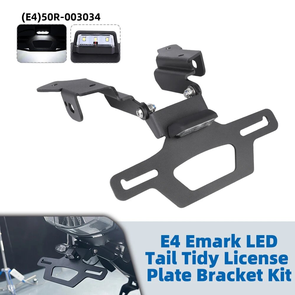 Держатель номерного знака мото E4 Emark LED, черный