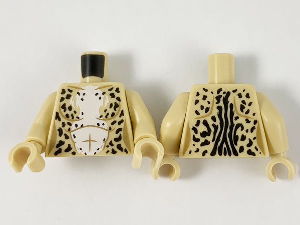 Torso Female, Animal Print Black Spots and White Chest Fur Pattern / Tan Arms / Tan Hands, 973pb3878c01 Tan U