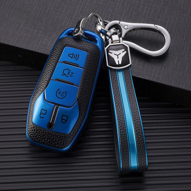Чехол для ключей из ТПУ с ключом для Ford Focus, Mondeo, Kuga, Edge - Синий