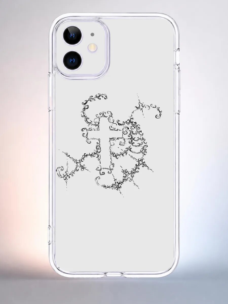 Чехол iPhone 11 крест из узоров силиконовый прозрачный