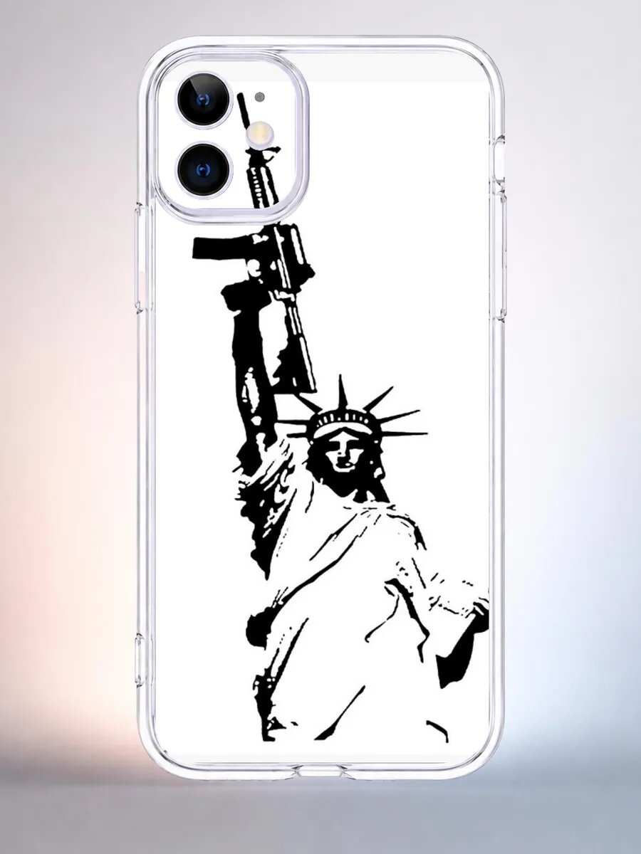 Чехол iPhone 11 статуя свободы оружие силиконовый прозрачный