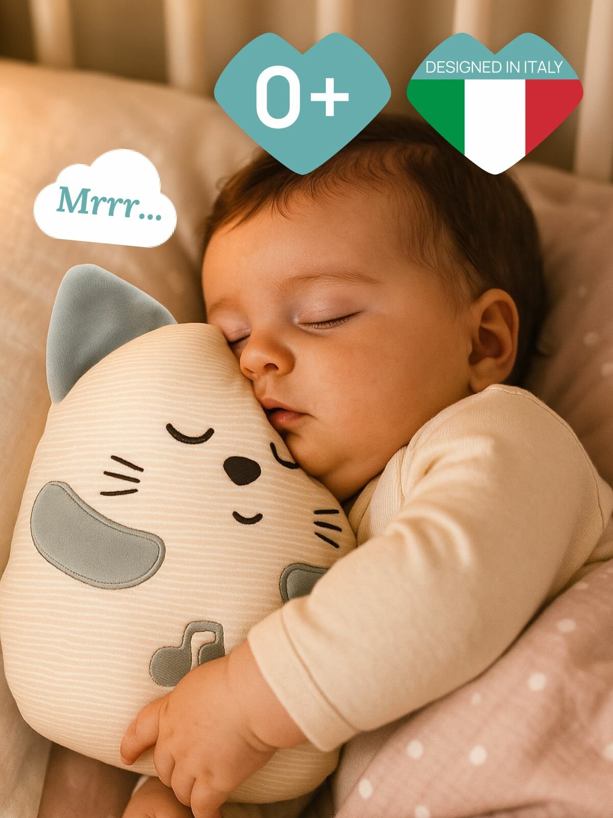 Игрушка мягкая музыкальная Chicco "Мурчащий котёнок" для новорожденных