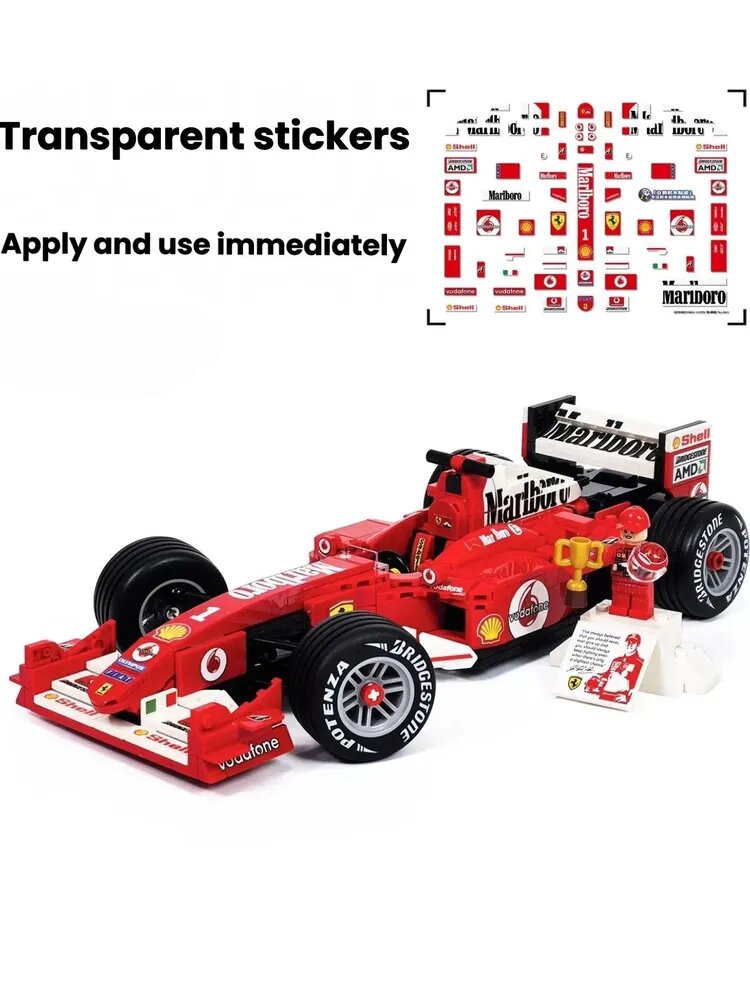 Прозрачные UV-переводные наклейки для конструктора Marlboro ICONS Совместимы с F2004 / 11375 Кастомный декор спорткара Без модели Vouline (набор не включает модель).