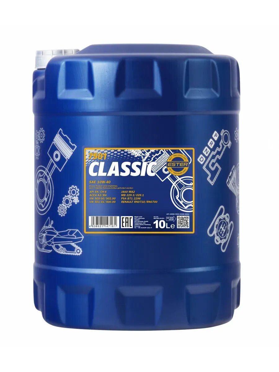 Полусинтетическое моторное масло Mannol Classic 10W-40, 10 л