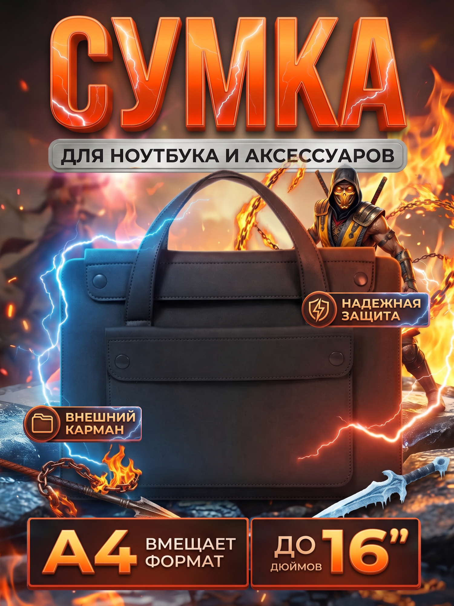 Сумка для ноутбука Morussi, оксфорд, серый, 15.6", плечевой ремень