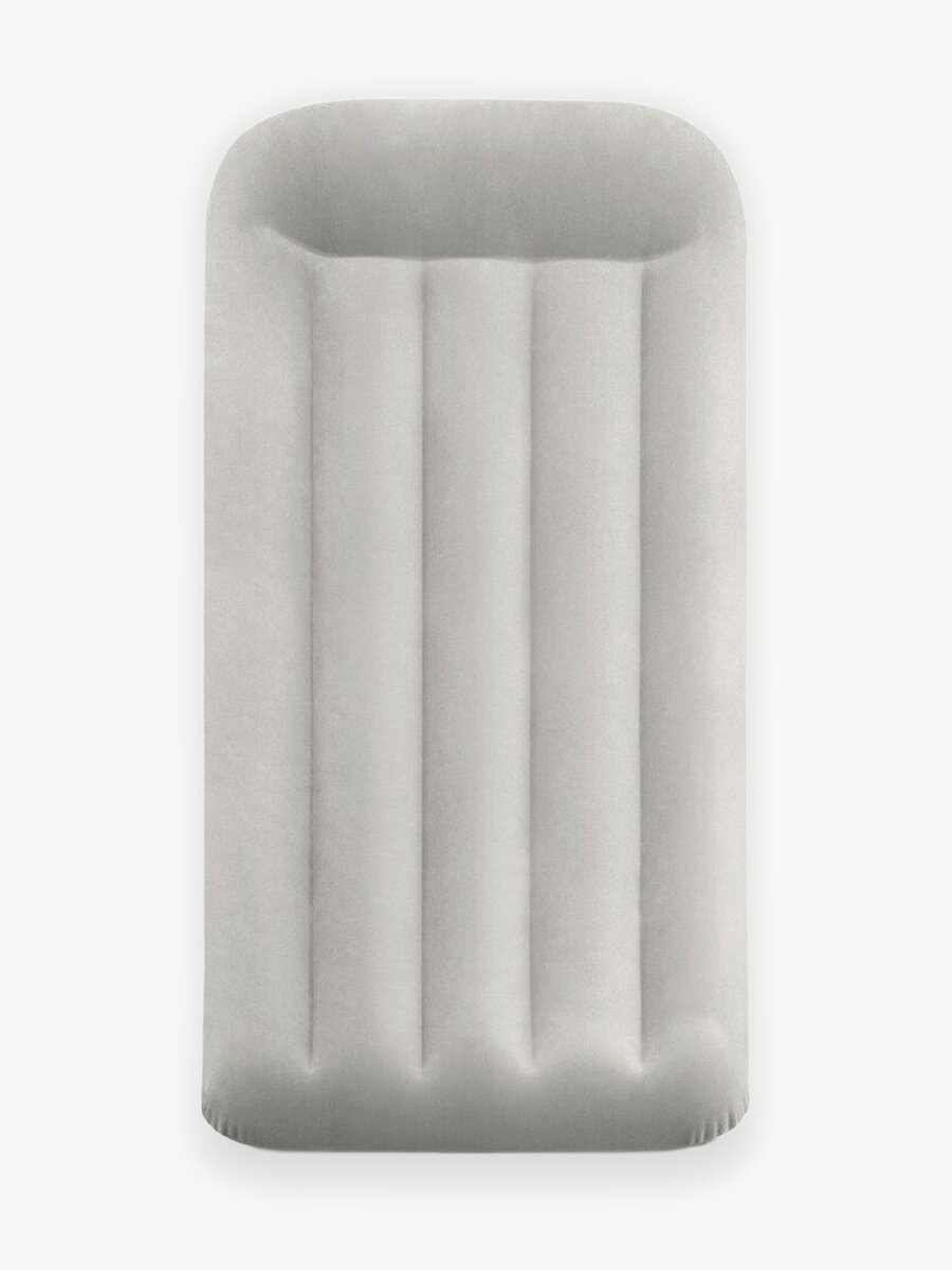 Intex, Кровать надувная 191х99х30 см, насос встроенный, флокированная, с ребрами жесткости, 136 кг