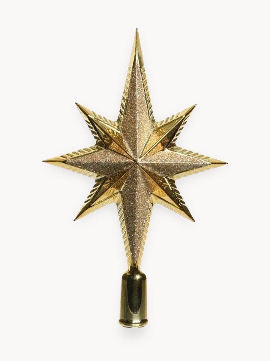 Ёлочная верхушка рождественская звезда, золотая, 25 см, Winter Deco 029097