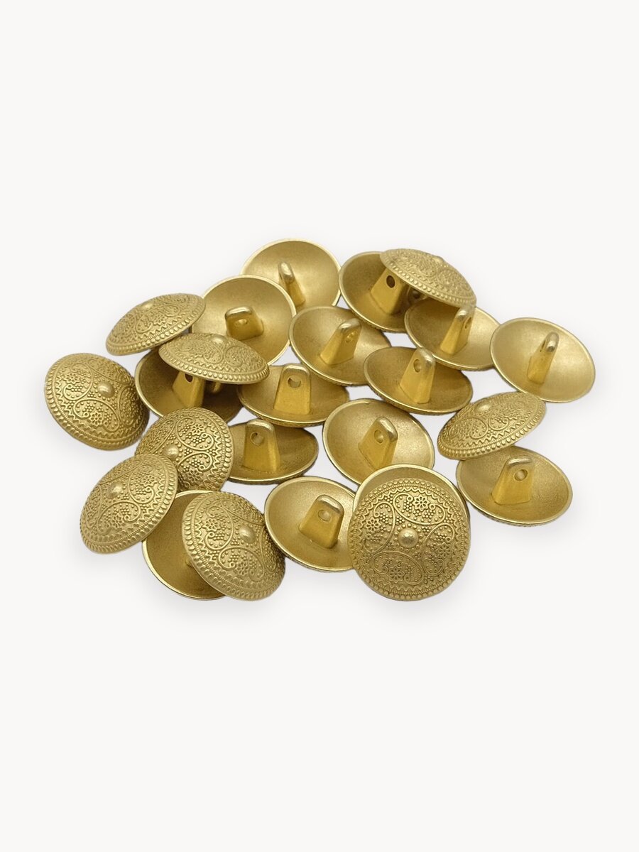Пуговицы на ножке 'Узор' 19 мм (30L), 24 шт, металлические, Протос (матовое золото)