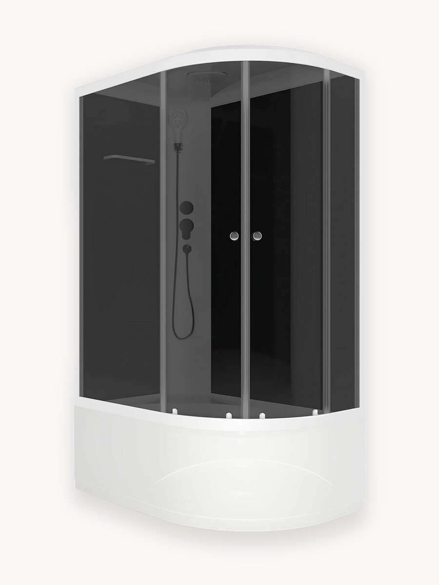 Душевая кабина DOMANI-Spa Delight Slim 128 high L левосторонняя, высокий поддон, черные стенки, тонированное стекло