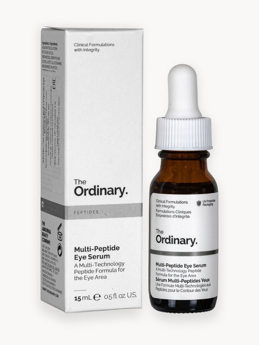 Cыворотка от темных кругов под глазами Multi-Peptide Eye Serum The Ordinary, объем 15мл, устраняет признаки старения и отёки