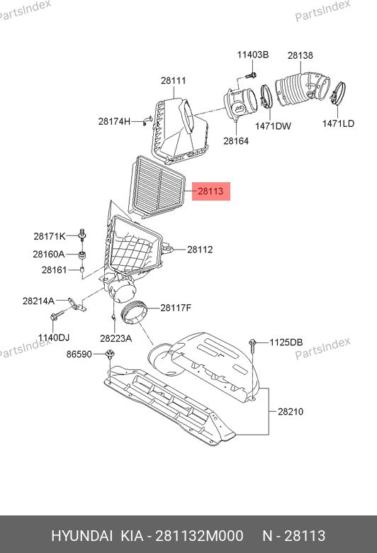 Фильтр воздушный, HYUNDAI/KIA/MOBIS 281132M000