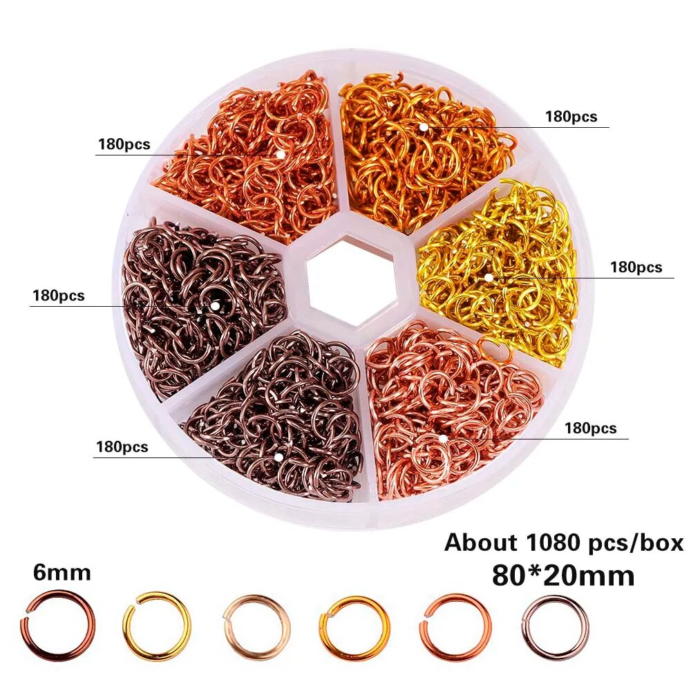 Колечки-соединители 6 мм, 1080 шт, Цвет: 004