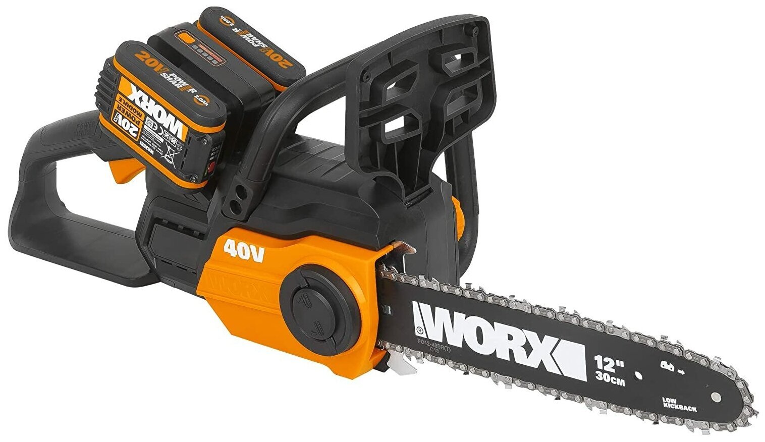 Аккумуляторная пила Worx WG381E 2.0Ач х2 шина 30 с