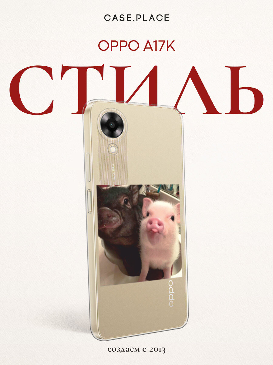 Чехол на Oppo A17K / Оппо A17K с принтом Два поросенка, прозрачный