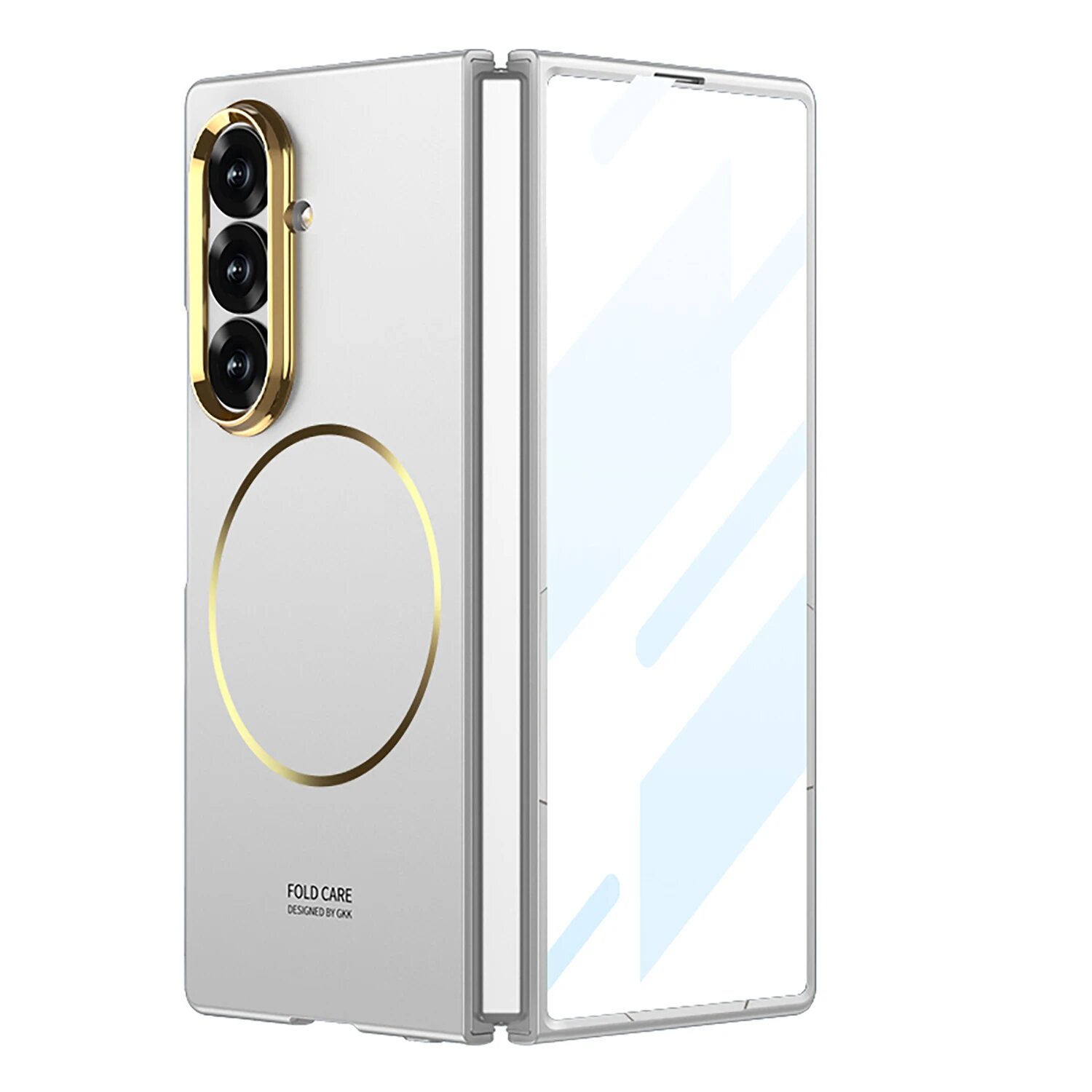 Белый чехол для Samsung Galaxy Z Fold 7 с защитой камеры