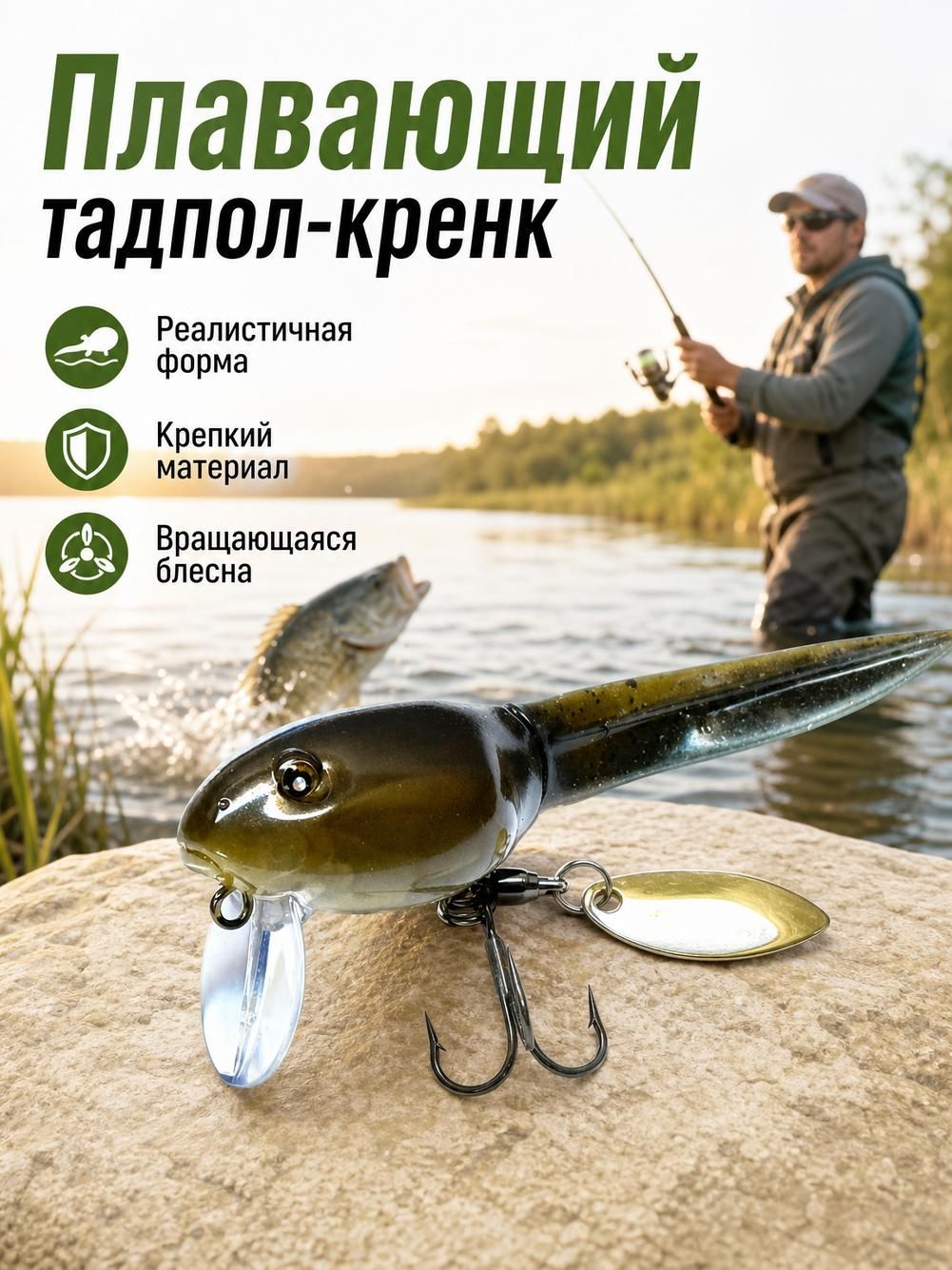 Воблер, 8,7 см, оранжевый, с лопастью