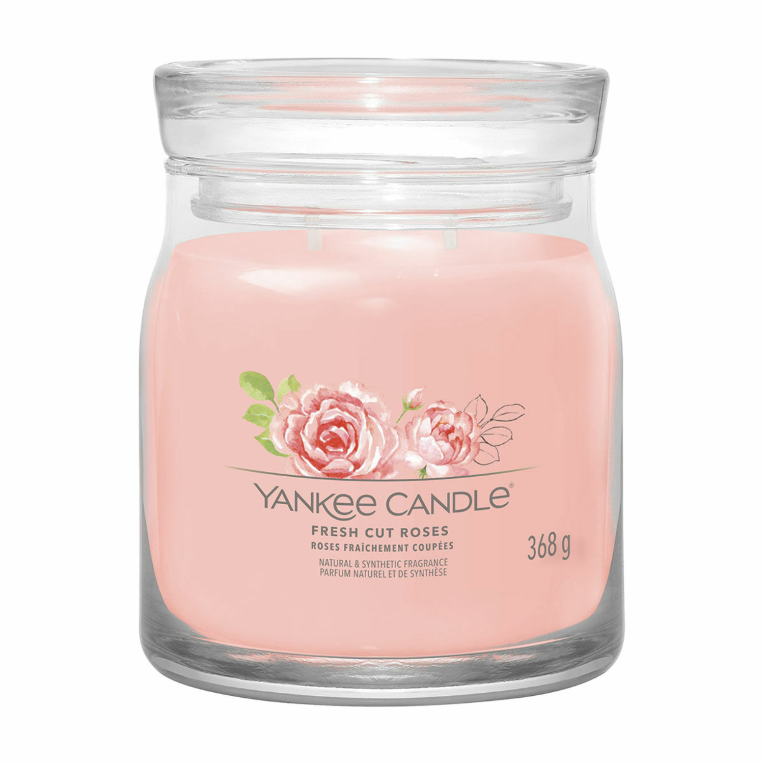 Ароматическая свеча Yankee Candle SIGNATURE "Свежая роза/FRESH CUT ROSES", средняя