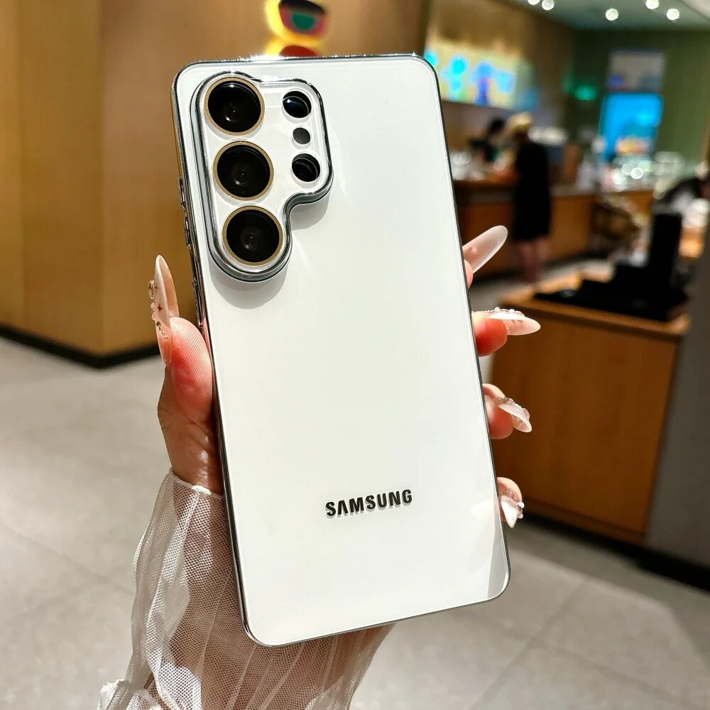 Белый чехол Samsung Galaxy S24 FE, стекло