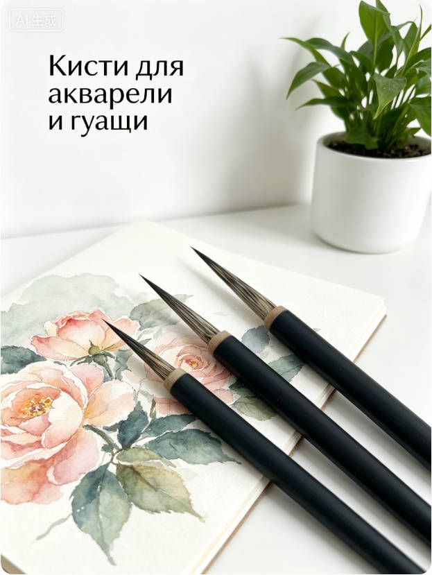 Набор кистей для рисования Лайнер № 1, 2, 3 шт.