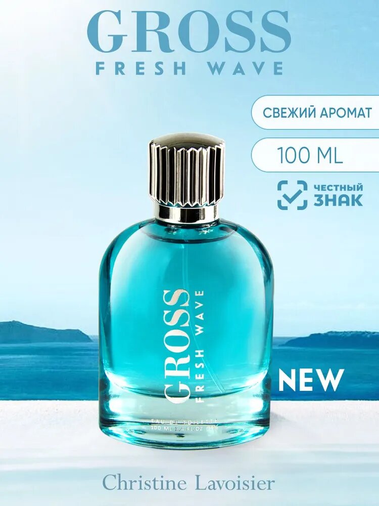Духи мужские Gross Fresh Wave парфюм мужской, стойкий, свежий, 100 мл