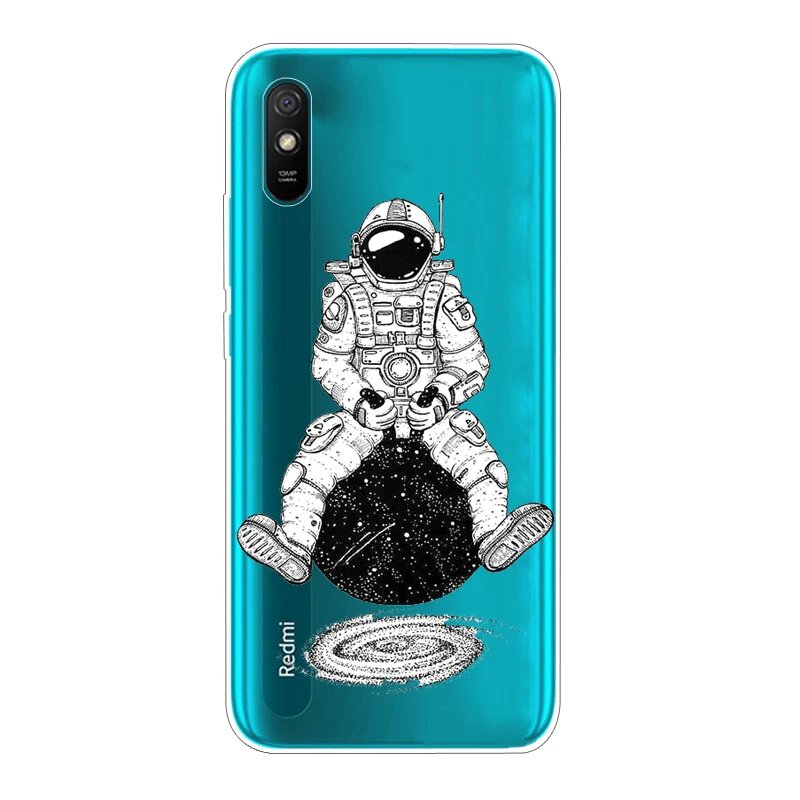 Чехол для Redmi 9A, космонавт, прозрачный