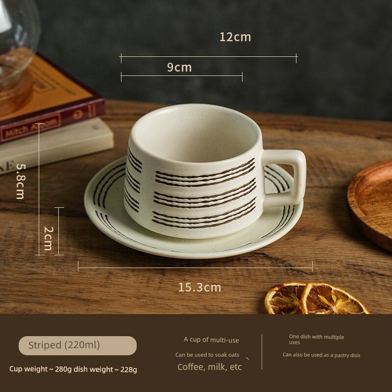 Элитный винтажный набор: чашка и блюдце для кофе, креативная керамическая чашка для латте-арта в деревенском стиле,