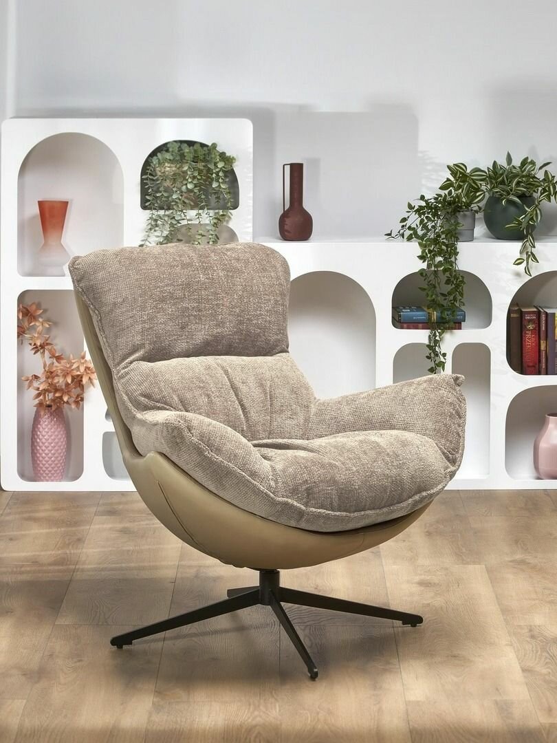 Поворотное кресло HALMAR LOBSTER бежевый/мокко/черный