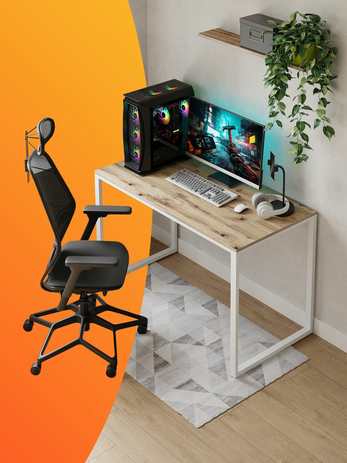 Стол компьютерный, письменный, игровой, кухонный, лофт, 110х60х75 см (ШхГхВ)