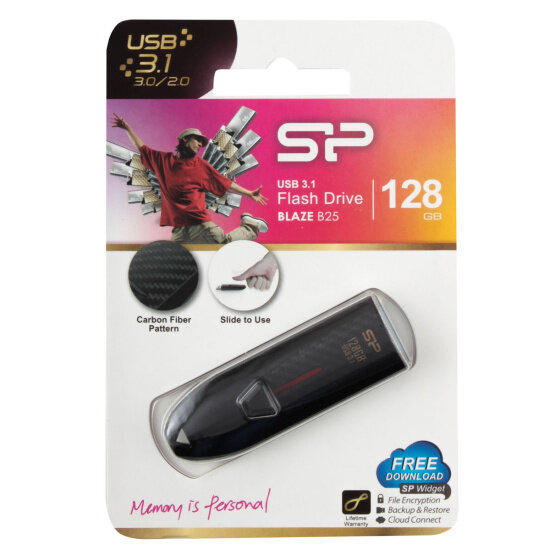 Флешка USB 128Gb, USB 3.0, Silicon Power Blaze B25 Black