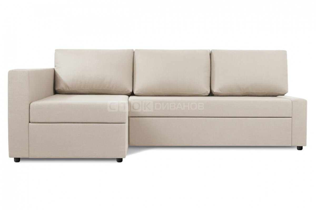 Угловой диван Сток Диванов Полярис Cream бежевый велюр, механизм дельфин