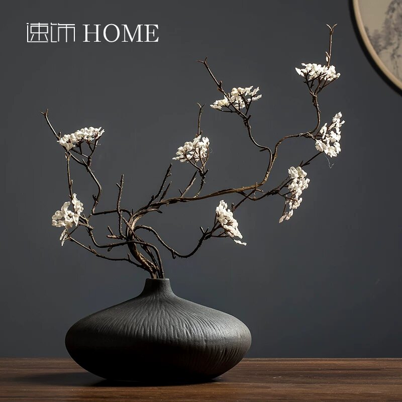 Современная керамическая плоская ваза в китайском стиле для гостиной, обеденного стола, прихожей, ТВ-тумбы, гостевого