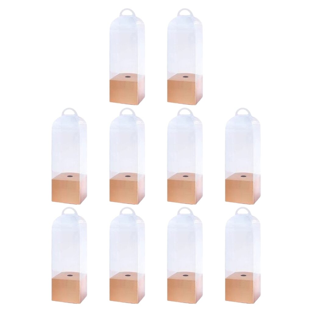 10 шт, портативная прозрачная коробка для цветочных композиций "Сделай сам" - розовое золото